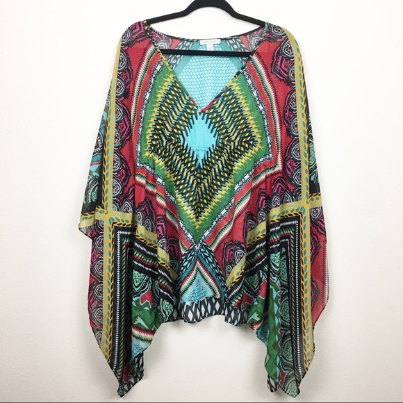 Boston Proper | Tops | Boston Proper Sheer Print Oversized Batwing ...